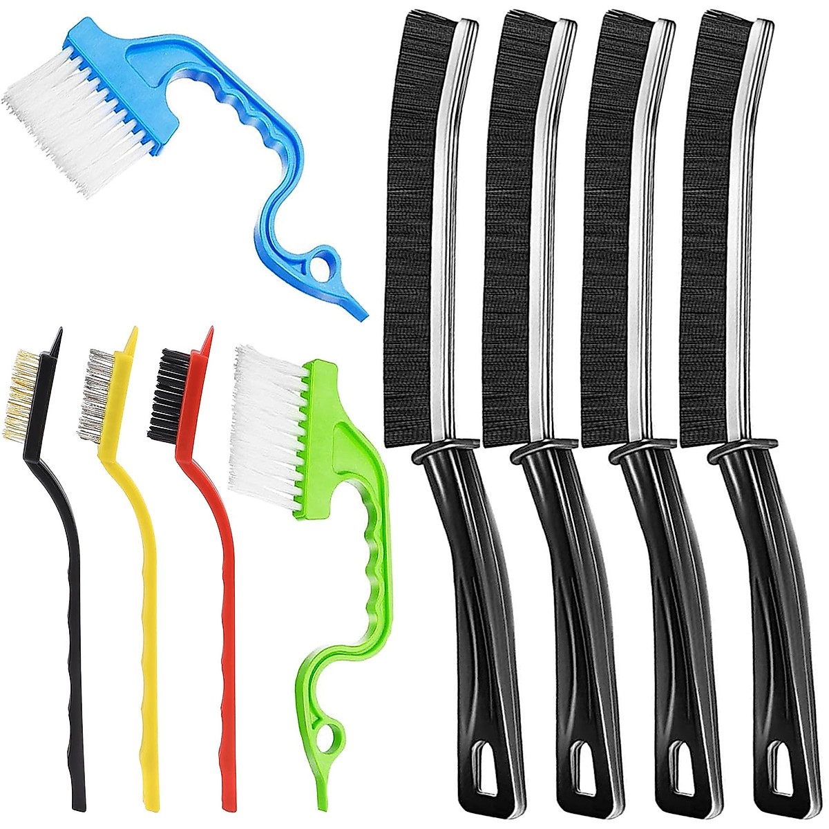 9 Pcs Hard Bristle Crevice Cleaning Brushes for Household Use, Gap Cleaning Brush Multifunctional Small Corner Cleaning Brush Set Tool for Groove Window Tracks Bathroom Kitchen