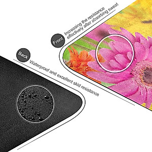 OTVEE Beautiful Flowers With Butterflies Yoga Mat for Women Non Slip Ultra Thin 1 MM Travel Yoga Mat with Carrying Bag Suede Fitness Exercise Mat for Yoga Pilates Workout Routines Camping