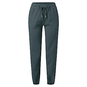 SMIDOW Warehouse Pant Womens Flowy Pants Womens Cotton Linen Pants Drawstring Elastic Waist Tapered Pants with Pockets Relaxed Fit Casual Fall Pants Army Green XL