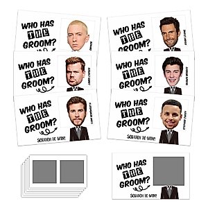 Bridal Shower Games - Who Has The Groom Scratch Off Cards - Cute Scratch Off Cards & Stickers - Bachelorette Party Game - Girls Night Out Activity - Bride Shower Supplies Decorations - 36 Pcs(D01)