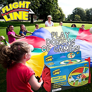 Thin Air Brands Kids 10-Foot Play Parachute Toy for Boys and Girls with 12 Handles for Team Group Cooperative Games, Ages 3 (12-Foot)