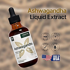 Ashwagandha 4 oz Liquid Extract - Herbal Supplement - Natural Stress Relief | Mood Booster | Sleep & Calming Support Tincture - Withania Somnifera Drops - High Potency - 90-Day Supply
