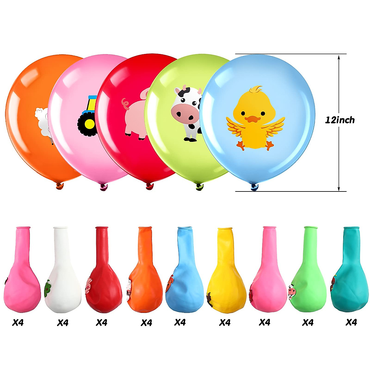 36 Pieces 12 Inch Farm Animal Balloons, Pig Cow Sheep Latex Balloons Tractor Barnyard Animal Farmhouse Party Decoration for Kids Baby Shower Farm Animal Themed Birthday Party Favors Indoor Outdoor