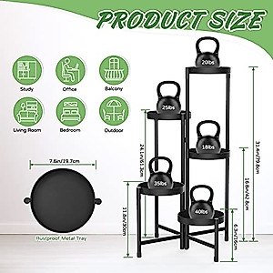 iDavosic.ly 5 Tier Metal Plant Stand for Indoor Outdoor, Foldable Corner Tall Plant Shelf for Multiple Plants, Flower Pot Holder Display Stand for Living Room Balcony Garden Patio (Black)