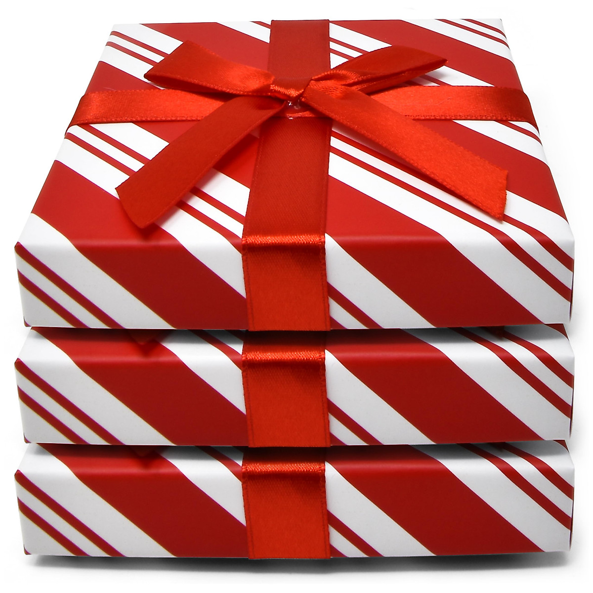 Christmas Card Gift Box Holder with Bows Pack of 6 Red & White Candy Cane Stripe Holiday Gifts Greeting Cards Present Wrap Square Boxes Cash Money Holders Party Favor Decor for Xmas Party Decorations