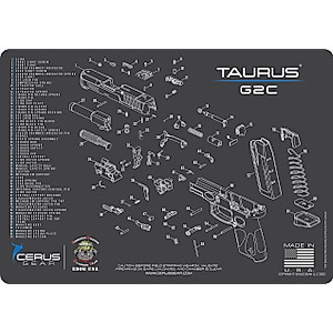 EDOG G2C Gun Cleaning Mat - Schematic (Exploded View) Diagram Compatible with Taurus G2C Series Pistol 3 mm Padded Pad Protect Your Firearm Magazines Bench Surfaces Gun Oil Solvent Resistant
