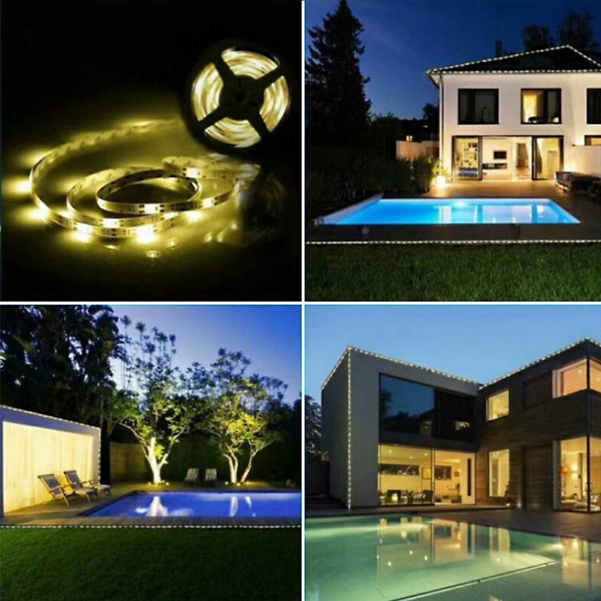 Fawcotu LED Strip Light,Waterproof Ribbon Solar Powered Christmas Fairy Light for Garden Home Decor,Cuttable(Warm White,Size:1m)