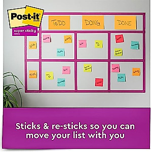 Post-it Super Sticky Notes, 8x6 inches, 4 Pads, (Orange, Pink, Blue, Green), Recyclable (6845-SSP)