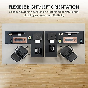 FLEXISPOT L Shaped Standing Desk 71 x 48 Inch Dual Motor Computer Electric Corner Desk Sit Stand Up Desk Height Adjustable Desk Home Office Table with Splice Board, Black