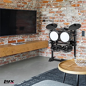 LyxJam 7-Piece Electronic Drum Kit, Professional Drum Set with Real Mesh Fabric, 209 Preloaded Sounds, 50 Play-Along Songs, Recording Capability, Cymbals & Kick Pedal, Drum Sticks And Key Included