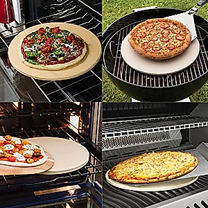 Cordierite Pizza Stone, 15-In Round Big Ceramic Pizza Stone Plate for Grill and Oven/Stove, Baking Stone Pan for Bread and Cookies,Thermal Shock Resistant Cooking Stone