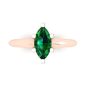 Clara Pucci 1.0 ct Marquise Cut Solitaire Simulated Emerald Engagement Wedding Bridal Promise Anniversary Ring 18K Rose Gold Size 6.25