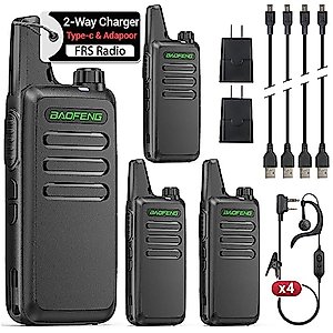 Walkie Talkies Rechargeable Long Range for Adults Baofeng FRS Walky Talky with 22 Channel Family Radio with VOX Type-CCharger Headsets for Camping Hunting Hiking,4Pack