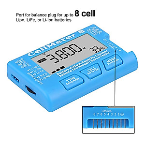 RC CellMeter 8 Digital Capacity Checker Voltage Tester LCD Backlight for Life Li-ion NiMH Nicd