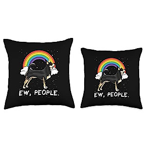 Black Chihuahua Owners Co. Rainbow Black Chihuahua Ew People Unicorn Dog Throw Pillow, 18x18, Multicolor