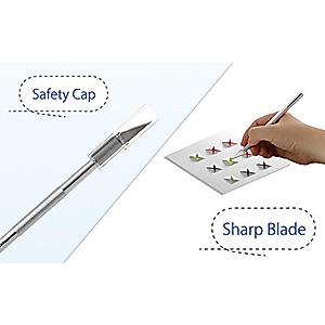 BAZIC Precision Knife + 2 Blades, Craft Cutter w/ Safety Cap, #11 Fine Point Blade, Easy-Change Blade System, Cutting Knives for Art Supply, 1-Pack