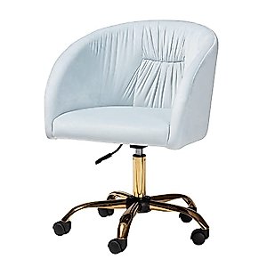 Baxton Studio Ravenna Office Chair, One Size, Aqua/Gold