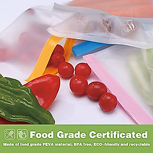 SYEENIFY Reusable Food Storage Bags,Freezer Bags for Food,Reusable Gallon Freezer Bags,Reusable Lunch Snack Bags,BPA FREE Leak-proof Freezer Bags for Meat Fruit Veggies(24 Pack)