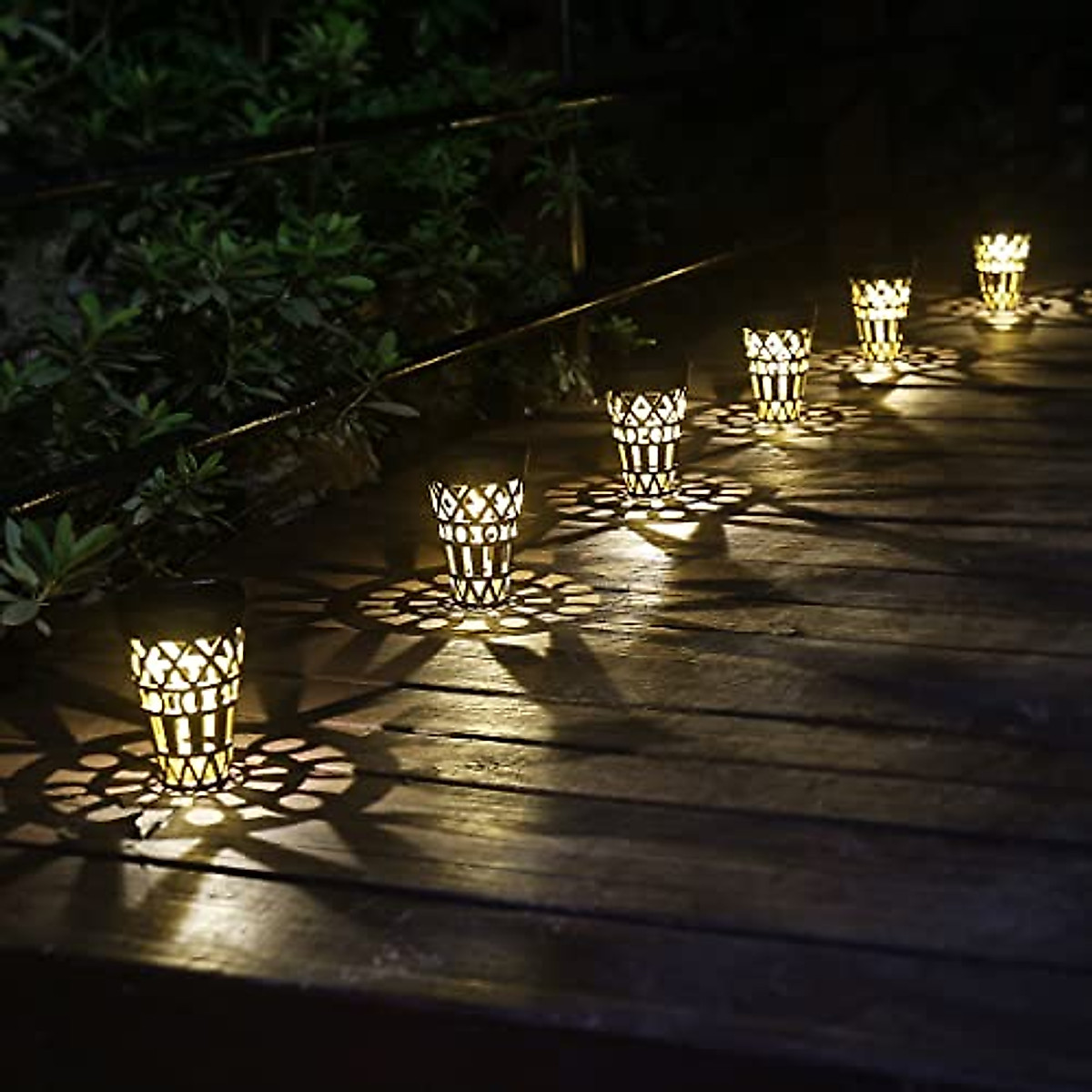 newvivid 6 Packs Pathway Solar Lights Outdoor Garden Solar Lamps Garden Stake Light, Solar Powered Pathway Lights Waterproof Landscape Lighting for Patio, Yard, Walkway Sidewalk Courtyard Black
