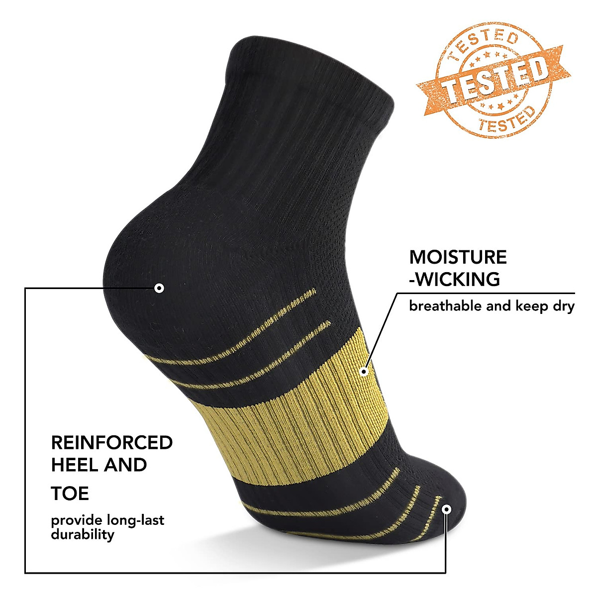 Copper Ankle Compression Socks for Women & Men - Plantar Fasciitis Arch Support Running Socks for Athletic Large-X-Large