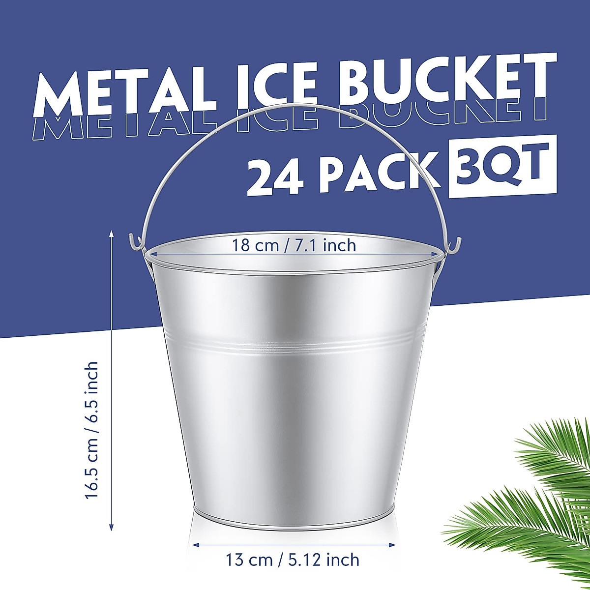 Didaey 24 Pcs Metal Wine Bucket Bulk 3 Quart Beer Bucket Ice Pails with Handle Party Beverage Chiller Champagne Soda Ice Bucket for Christmas Picnic Buffet BBQ Home Bar Club Drinking Party Supplies