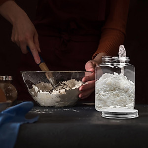 Lainrrew Plastic Storage Jars,6 Pack 47.5 OZ Large Capacity Containers Food Storage Containers Square Plastic Jars with Lids for Kitchen, Crafts, Stackable Food-Safe Storage, BPA-Free