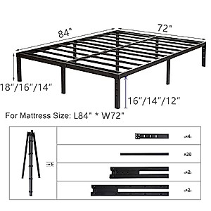Wulanos California King Bed Frames 18 inches Tall, 3500lbs Heavy Duty Metal Platform with Steel Slats Support, No Box Spring Needed, Sturdy and Noise-Free