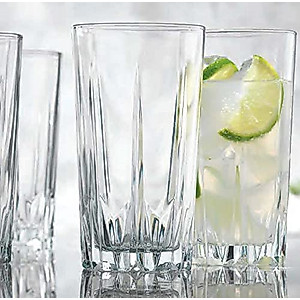 Glaver's Classic Drinking Glasses Set Of 4 Old Fashioned Highball Glass Cups 15 Oz, Diamond Cut Glass For Bar Glasses, Water, Beer, Juice, Cocktails