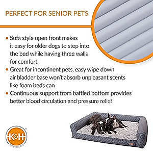 K&H PET PRODUCTS Air Sofa Inflatable Dog Bed, Lightweight Air Mattress Pet Bed, Indoor/Outdoor Bed for Seniors, Camping, Travel and More, Gray/Geo Flower Medium 27 X 36 Inches