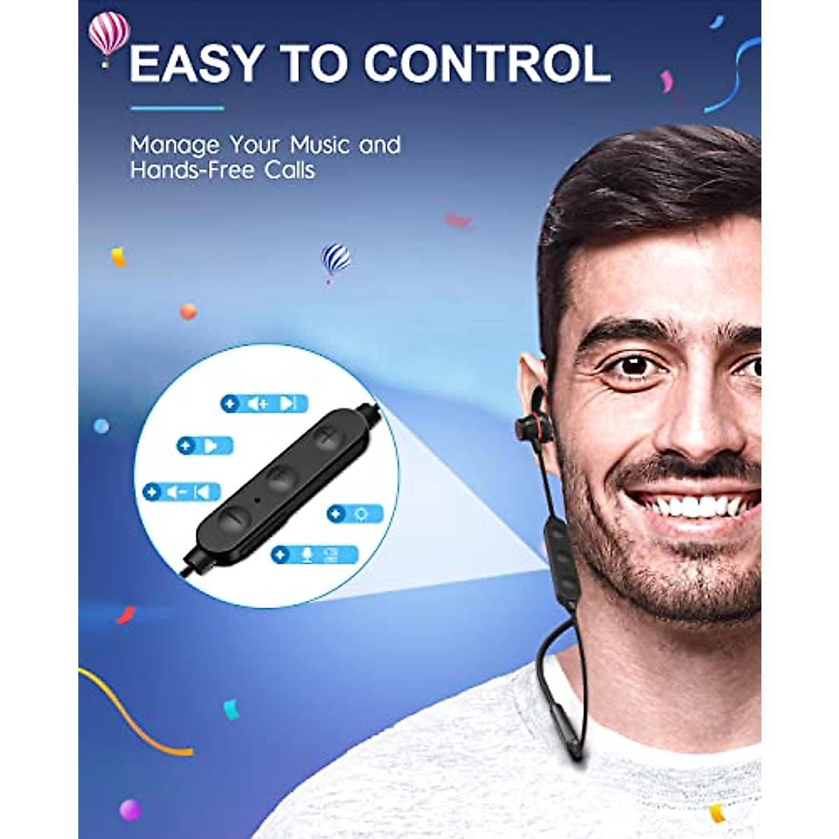 Tecno B1 Bluetooth Headphones, Bluetooth Earbuds Wireless with 38Hrs Playtime, Wireless Bluetooth Headphones for Sports, Sweatproof & IPX5 Waterproof Wireless Headphones（Black）