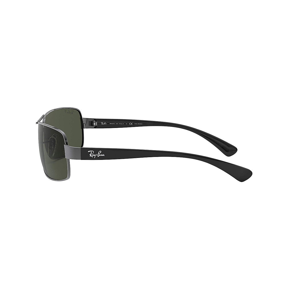 Ray-Ban RB3379 Rectangular Sunglasses, Gunmetal/Polarized Dark Green, 64 mm