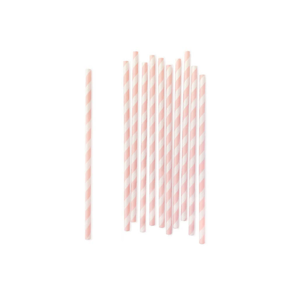 Light Pink Striped Paper Straws, Candy Pink and White Cake Pop Straws For Baby Shower Wedding Birthday Decoration Drinking Straws, White,Pink, 6*197mm