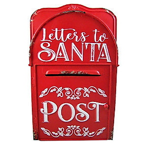 Wowser Distressed Hand Painted Red Metal Letters to Santa Mail Post Box, 15 1/4 Inch