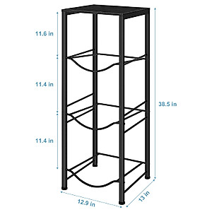 MOOACE 5 Gallon Water Bottle Holder, 3-Tier Water Jug Rack Detachable Water Bottle Dispenser Stand Organizer with Storage Shelf for Kitchen, Office, Living Room, Black