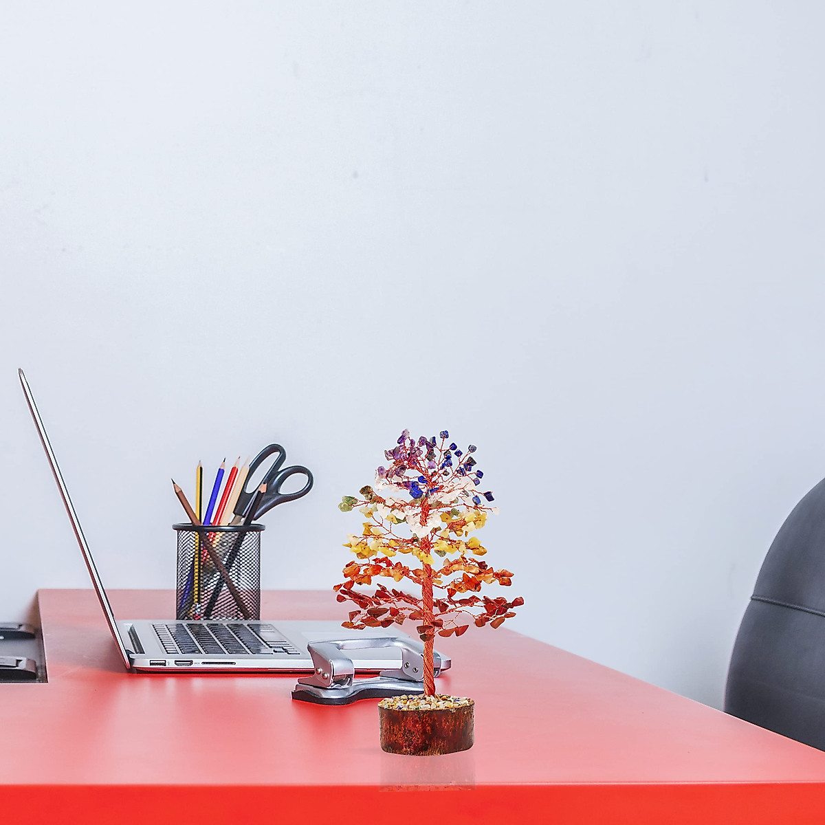 7 Chakra Crystal - Crystal Tree - Gem Tree - Chakra Decor - Spiritual Gifts - Crystal Money Tree - Crystal Gifts, Feng Shui Decor - Home Déco Gifts, Spiritual Decor, Meditation Decor, 10 Inch