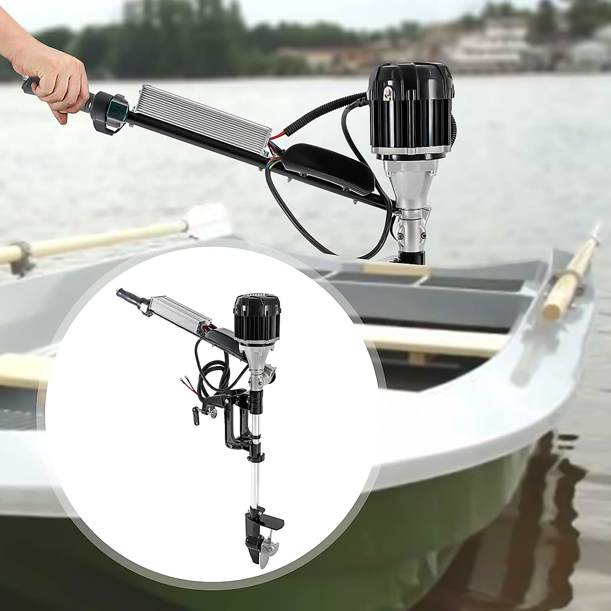 48V 1000W Electric Outboard Motor Brushless Trolling Motor Fishing Boat Engine Aluminum Alloy Trolling Motor Boat Engine 4800rpm Multi-gear Cruise For Fishery Aquaculture Outdoor Exploration