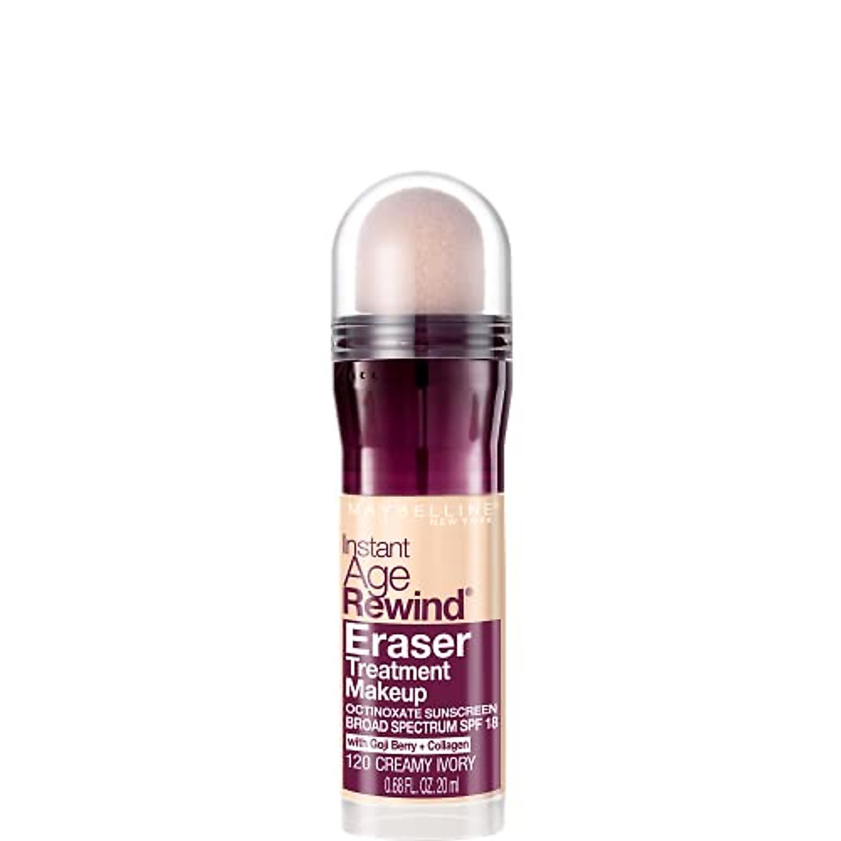 Maybelline Instant Age Rewind Eraser Treatment Makeup with SPF 18, Anti Aging Concealer Infused with Goji Berry and Collagen, Creamy Ivory, 1 Count