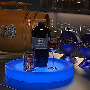 Magshion LED Light-Up Serving Tray 16 Color Cocktail Party Service Delivery Tray Rechargeable Multicolor Lighting Serving Trays Barware with Remote for Music Theme Birthday Party