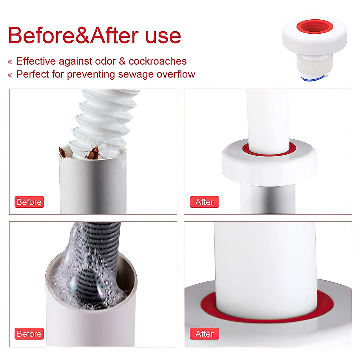 YMSdrain Drain Tube Hose Seal with Magnetic Odor-proof Valve Deodorant Silicone Plug Sealing Plug Sewer Seal Effective Odor-proof Adapter for Sealed Drain Coupling(not for washing machine)