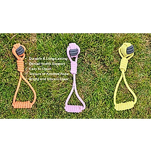 ALLUM Dog Rope Toys with Knotted Ball and Handle - Interactive and Stimulating Dog Toys & Puppy Toys - Dog Toys for Boredom - Ball on Rope (Yellow)