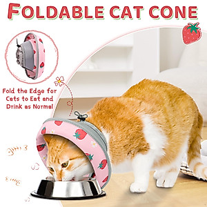 GoGoPaw Cat Cone, Adjustable Cat Cone Collar Soft to Stop Licking, Foldable Cute Cat Cone Alternative, Water Resistant Neck Cone for Cats, Lightweight Cat Recovery E Collar for Cat Kitten（Pink，S