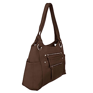 Roma Leathers Leather Locking Concealment Purse - CCW Concealed Carry Gun Shoulder Bag (Brown)