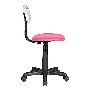 JJS Kids Rolling Drawing Desk Chair, Small Swivel Office Computer Chair for Teens, Low-Back Adjustable Coloring Upholstered Student Task Chair, Pink