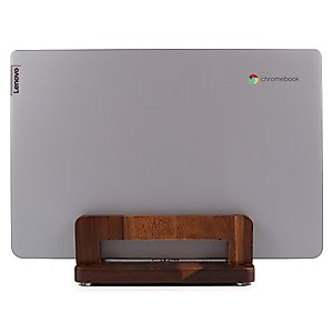S&A WOODCRAFT Brown Acacia Wood Vertical Laptop Stand, Adjustable Wooden Laptop Holder, Non-Slip Laptop Dock Compatible with Apple MacBook, Microsoft Surface, Gaming Laptops, IPad, Tablets