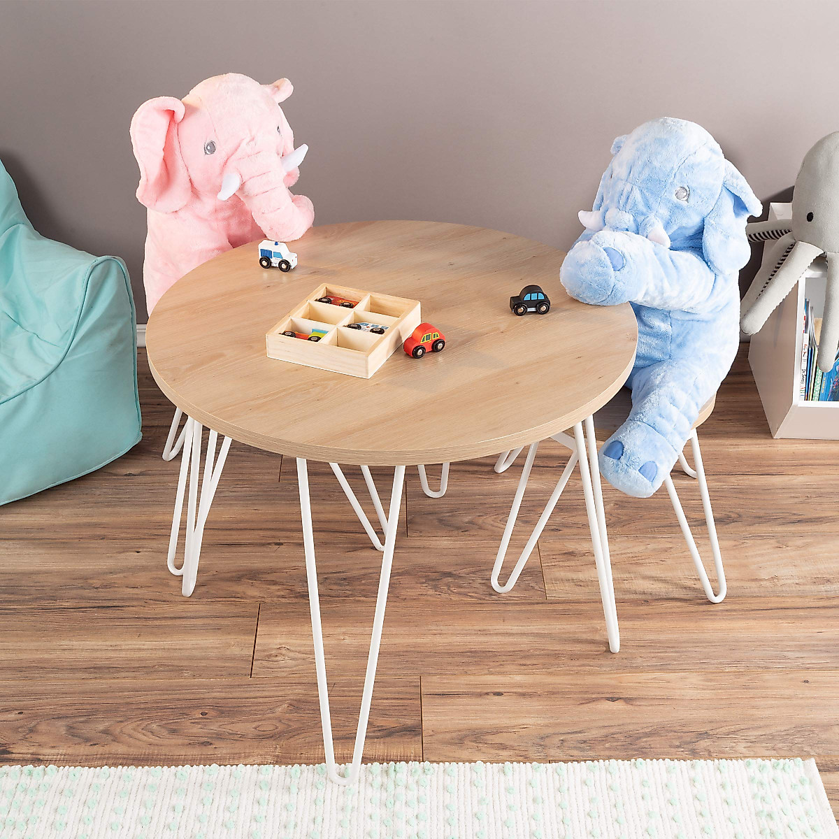 Hey! Play! Wooden Car PlaySet-6-Piece Mini Toy Vehicle Set with Cars, Police and Fire Trucks, Train-Pretend Play Fun for Preschool Boys and Girls