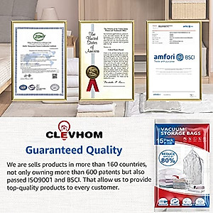 CLEVHOM Vacuum Storage Bags Combo 15 Pack, Vacuum Sealer Bags for Clothes and Beddings, 3 Hanging /3 Cube /3 Medium / 3 Small /3 Roll, Closet Organizers and Storage