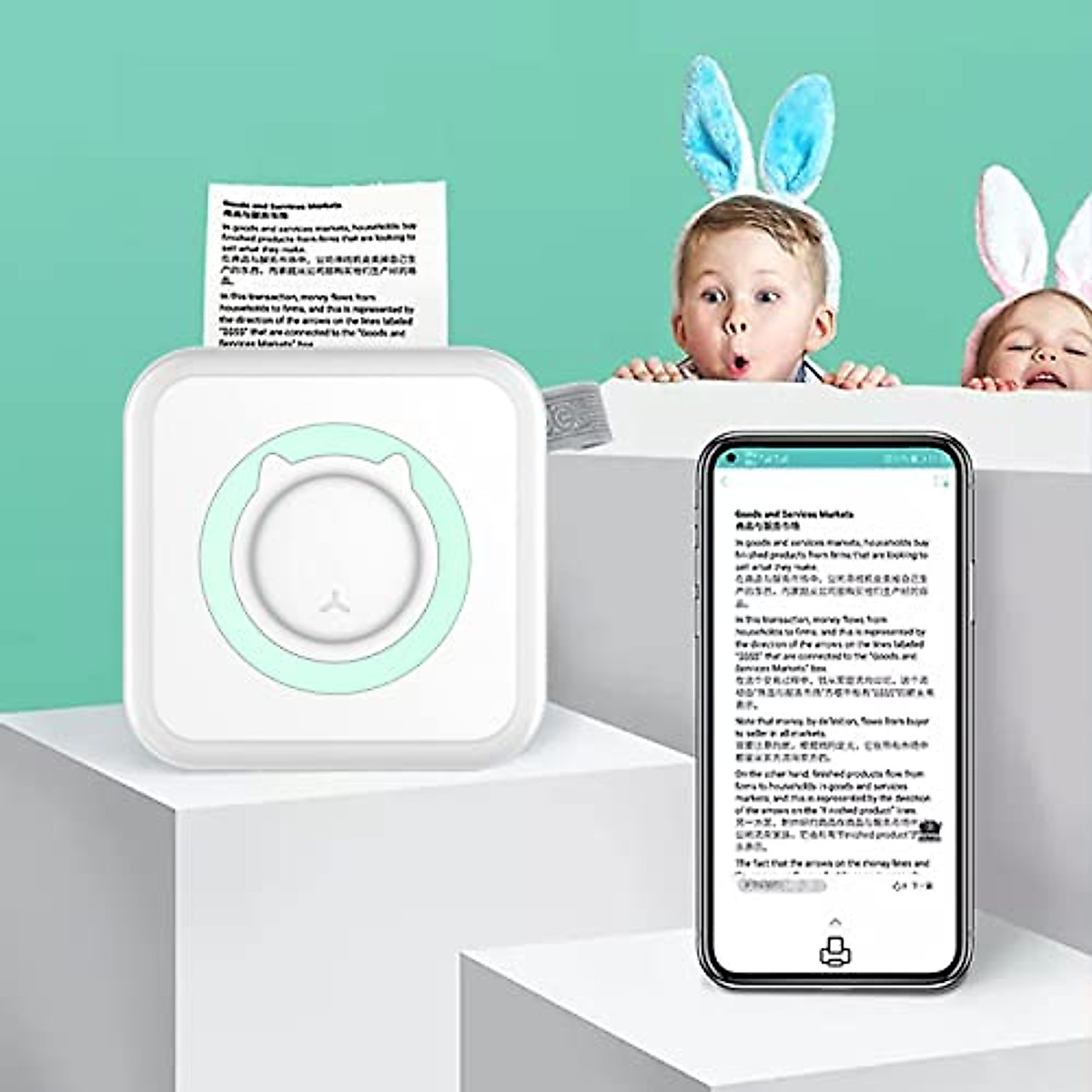 Instaproud - Portable Sticker Printer, Mini Printer Sticker Maker, Mini Pocket Thermal Printer, Mini Printer Portable Bluetooth-Compatible Photo Printer for Photos, Diaries, Memos (Pink(Set-5))