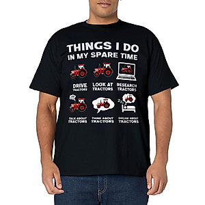 Funny Tractors lover 6 Things I Do In My Spare Time Tractor T-Shirt