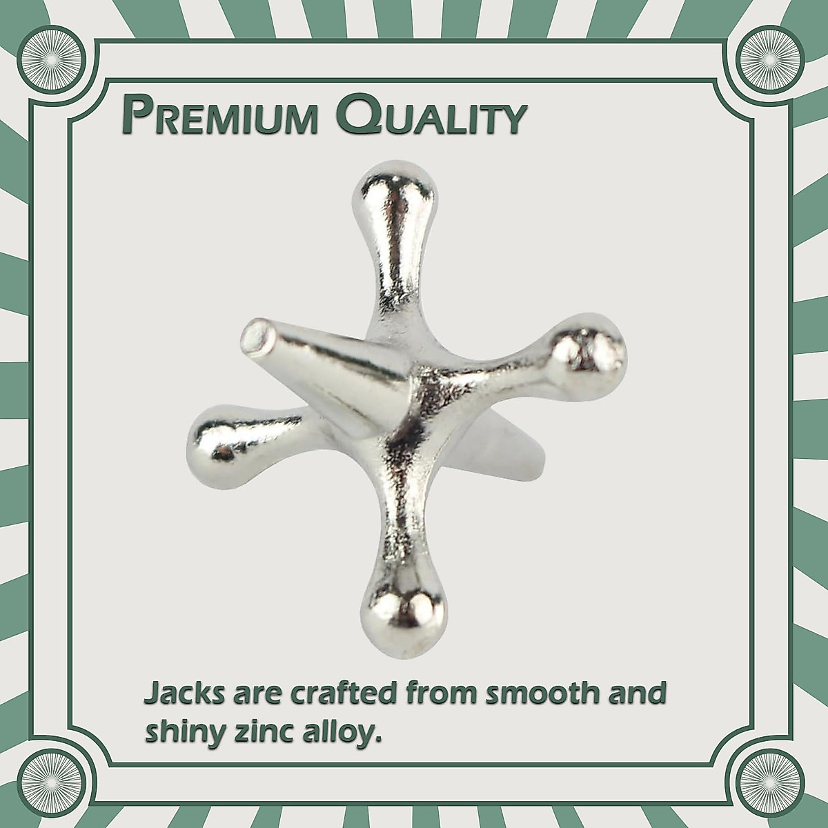 Home-X Jacks Game - Old School Jax Game with Red Rubber Bouncy Ball - Jacks Game with Ball Classic, Fun Game Gift of Jacks for Party Favor, Christmas Party - Kids, Adult, Vintage Retro Board Game