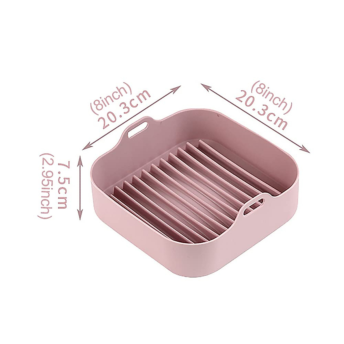 Air Fryer Silicone Pot, Air Fryer Replacement Basket, 8x8x2.95 inch Square Silicone Air Fryer Basket for Paper Liners, Silicone Bowl For Air Fryer Oven Accessories